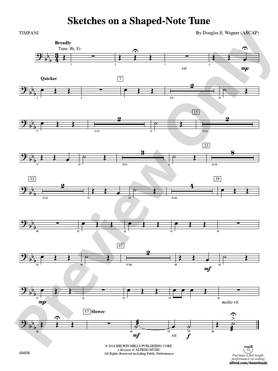 Sketches on a Shaped-Note Tune: Timpani: Timpani Part - Digital Sheet ...
