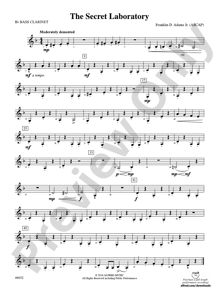 The Secret Laboratory: B-flat Bass Clarinet: B-flat Bass Clarinet Part - Digital Sheet Music ...