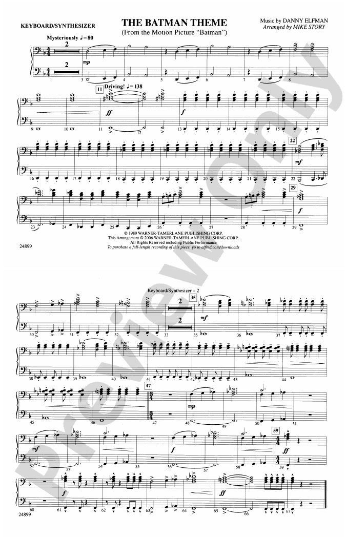The Batman Theme (from Batman): Keyboard/Synthesizer: Keyboard ...