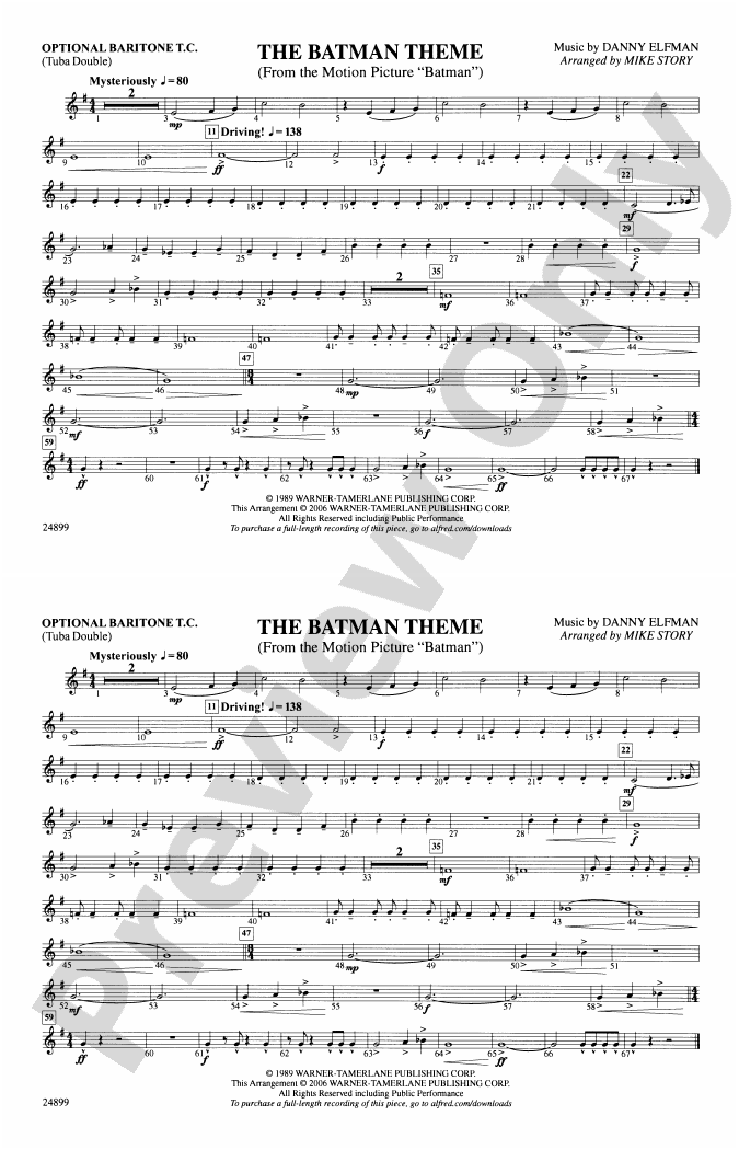 The Batman Theme (from Batman): Optional Baritone T.C. (Tuba Double ...