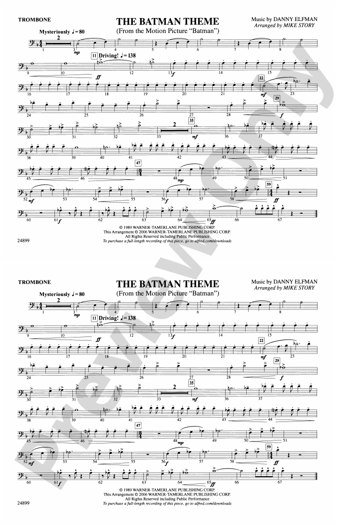 The Batman Theme (from Batman): 1st Trombone: 1st Trombone Part ...