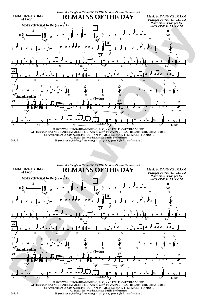 Remains of the Day (from Corpse Bride): Tonal Bass Drum: Tonal Bass ...