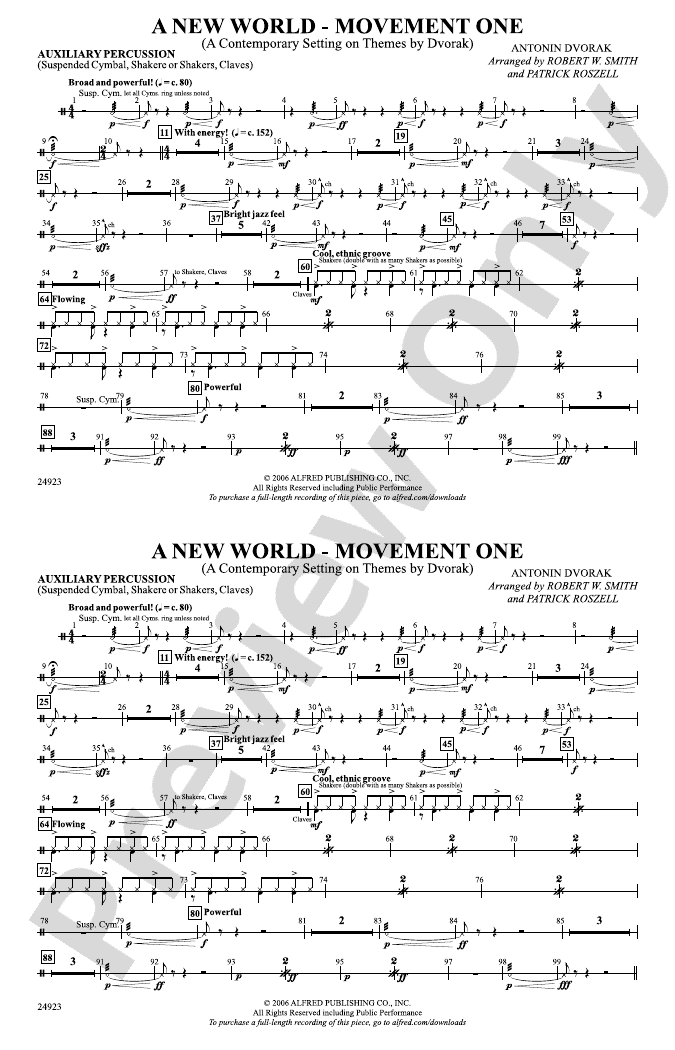A New World---Movement One: Auxiliary Percussion: Auxiliary Percussion ...