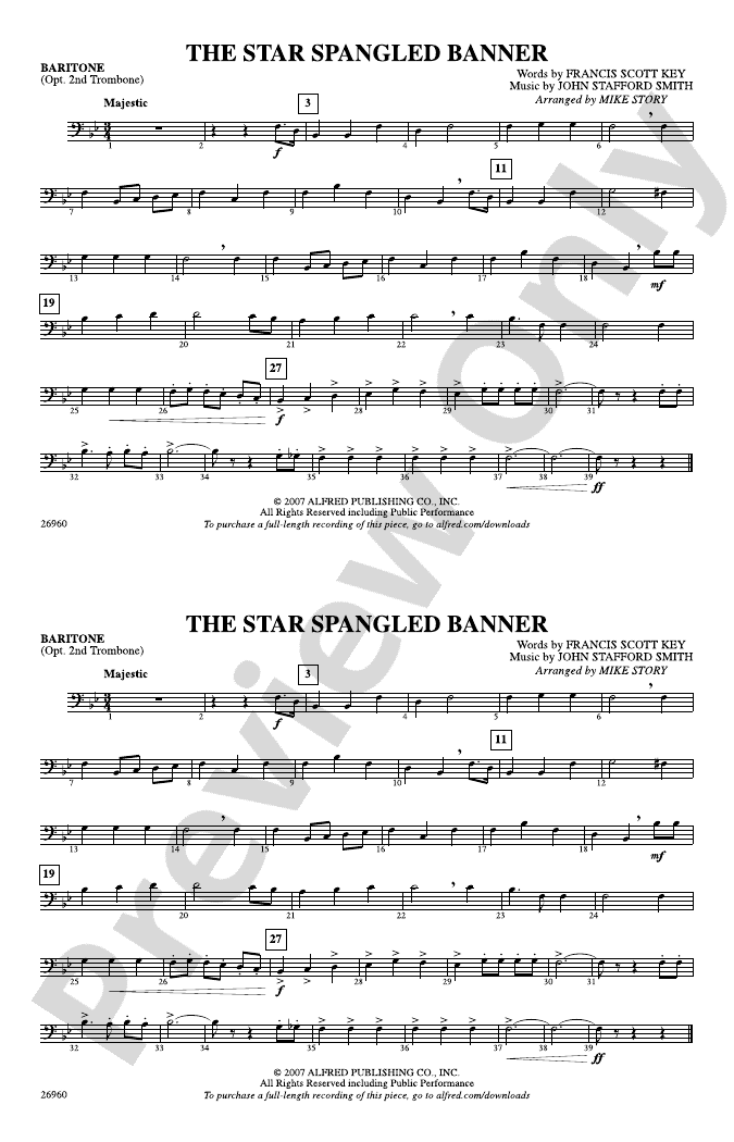 The Star-Spangled Banner: Baritone B.C.: Baritone B.C. Part - Digital ...
