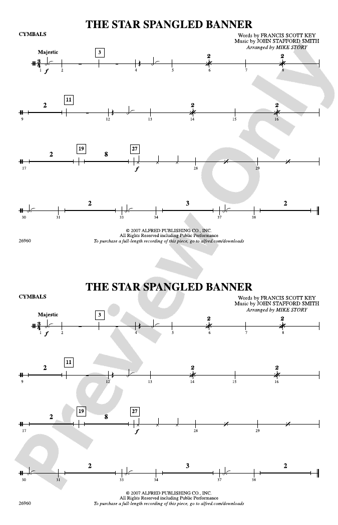 The Star-Spangled Banner: Cymbals: Cymbals Part - Digital Sheet Music ...