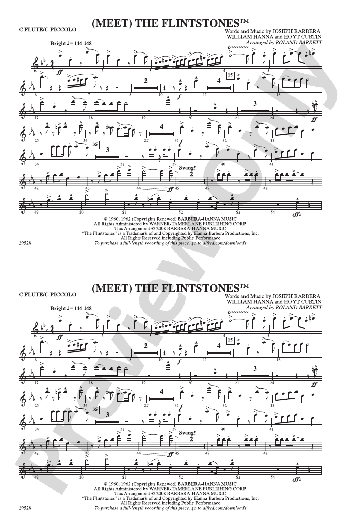 (Meet) The Flintstones: Flute: Flute Part - Digital Sheet Music Download
