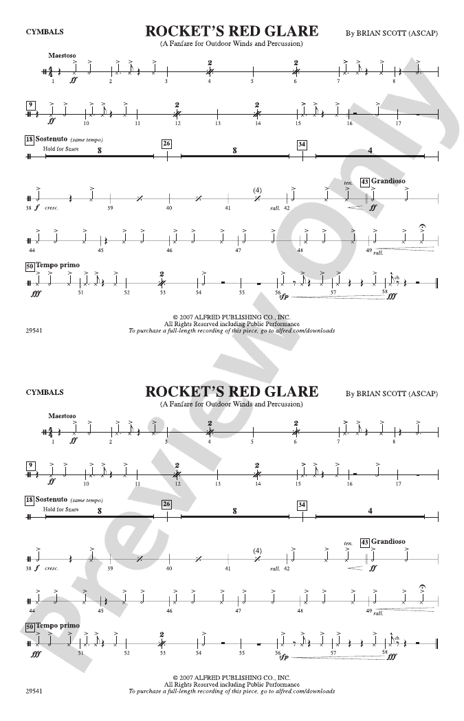 Rocket's Red Glare: Cymbals: Cymbals Part - Digital Sheet Music Download