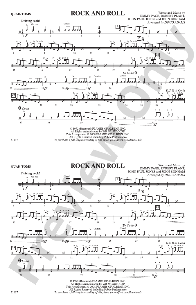 Rock and Roll: Quad-Toms: Quad-Toms Part - Digital Sheet Music Download