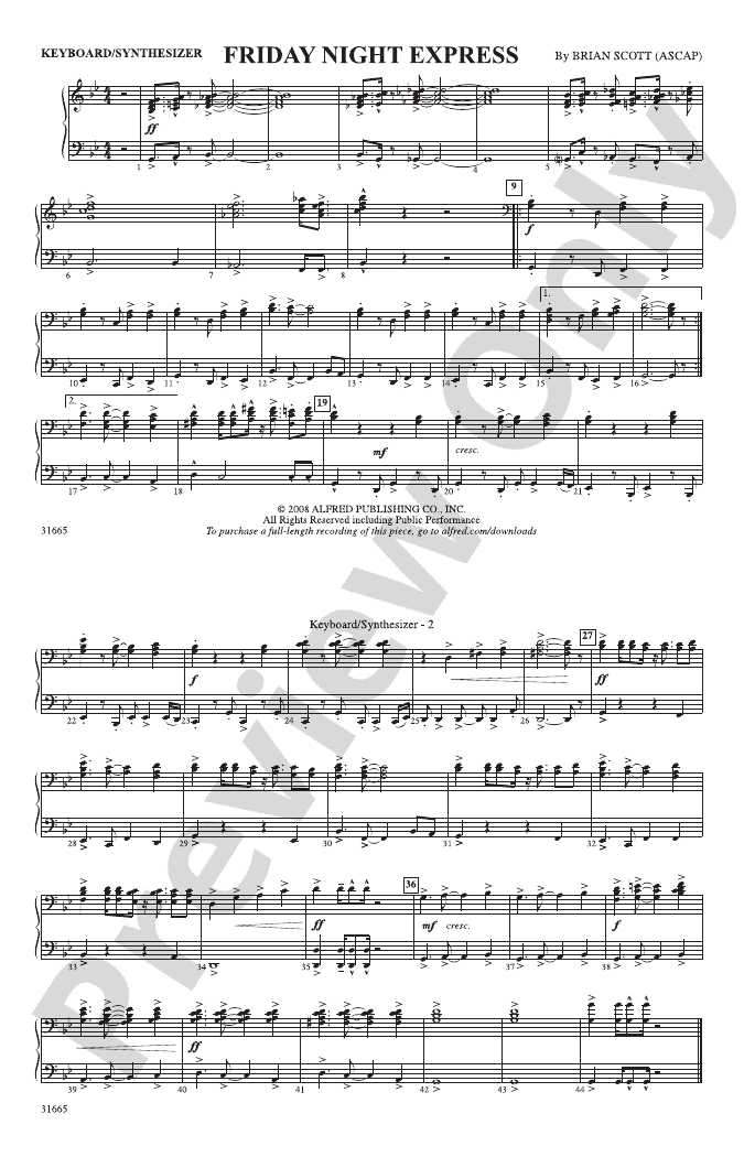 Friday Night Express: Keyboard/Synthesizer: Keyboard/Synthesizer Part - Digital Sheet Music Download