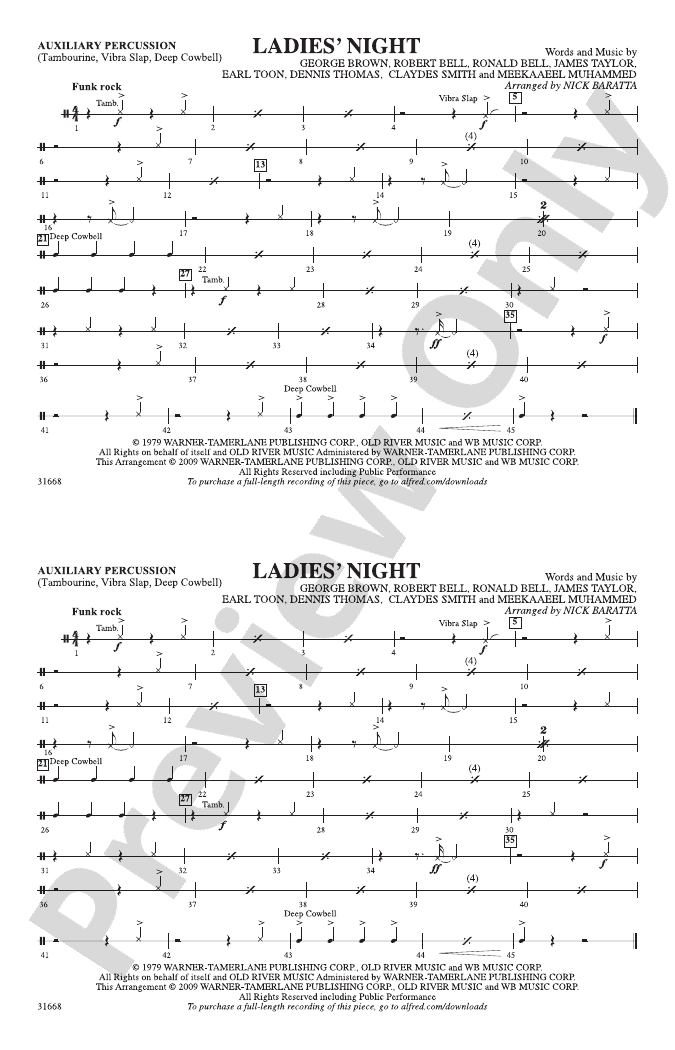 Ladies' Night: Auxiliary Percussion: Auxiliary Percussion Part - Digital Sheet Music Download