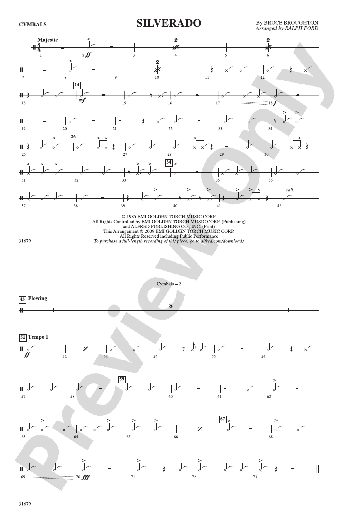 Silverado: Cymbals: Cymbals Part - Digital Sheet Music Download