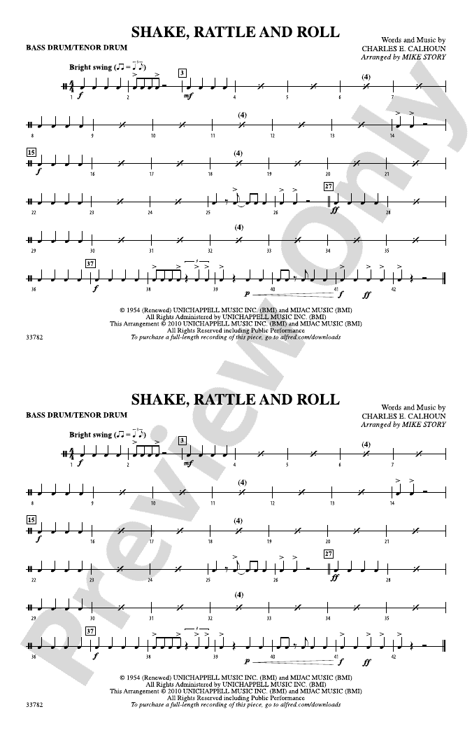 Shake, Rattle and Roll: Bass Drum/Tenor Drum: Bass Drum/Tenor Drum Part ...