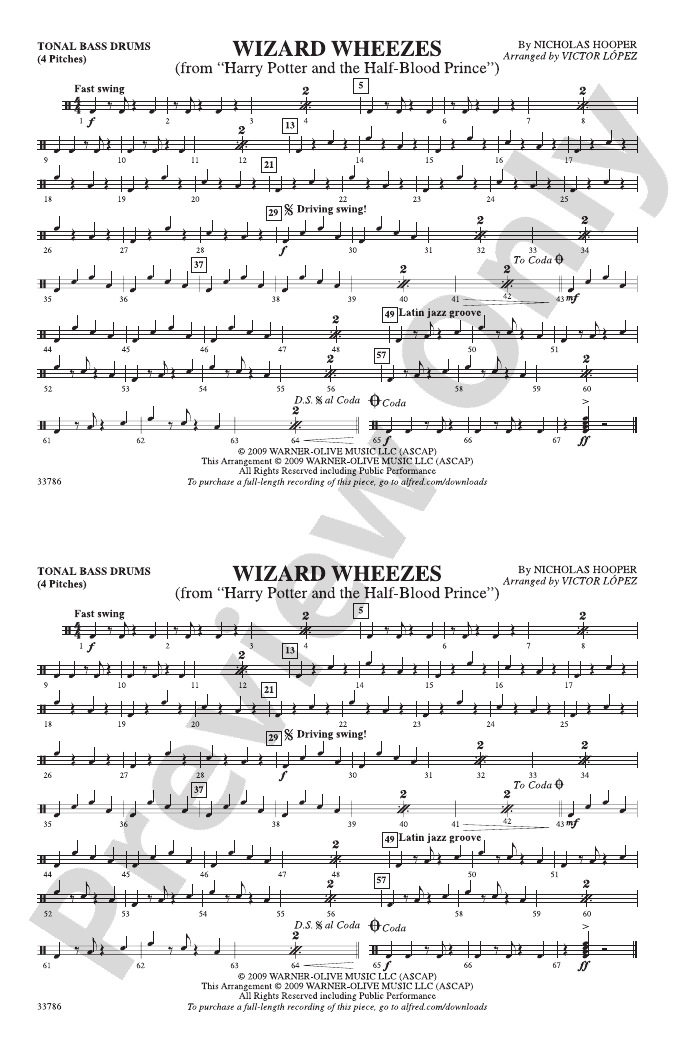 Wizard Wheezes (from Harry Potter and the Half-Blood Prince): Tonal Bass Drum: Tonal Bass Drum ...