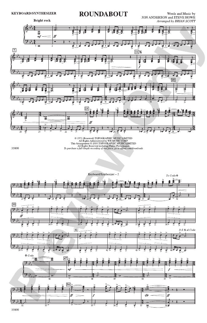 Roundabout: Keyboard/Synthesizer: Keyboard/Synthesizer Part - Digital ...