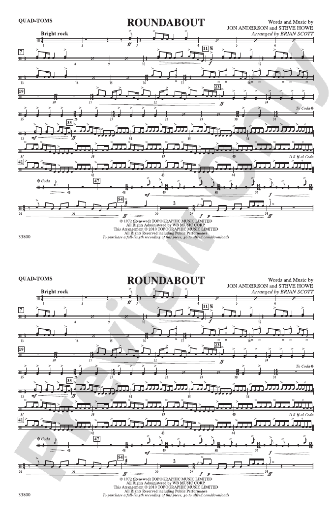 Roundabout: Quad-Toms: Quad-Toms Part - Digital Sheet Music Download
