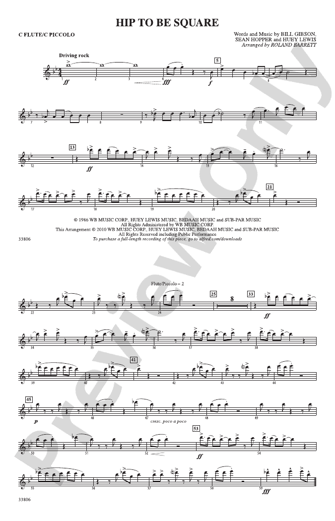 Hip to Be Square: Flute: Flute Part - Digital Sheet Music Download