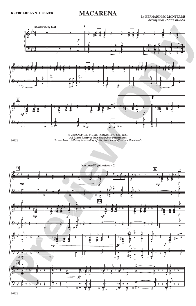 Macarena: Keyboard/Synthesizer: Keyboard/Synthesizer Part - Digital ...