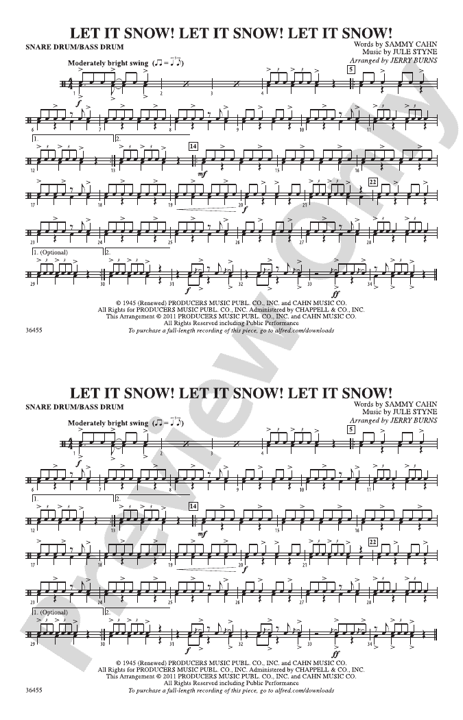 Let It Snow! Let It Snow! Let It Snow!: Snare Drum/Bass Drum: Snare ...