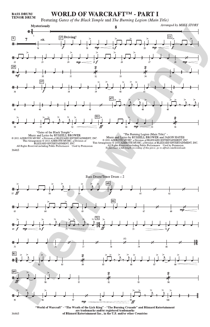 World of Warcraft, Part I: Bass Drum/Tenor Drum: Bass Drum/Tenor Drum ...