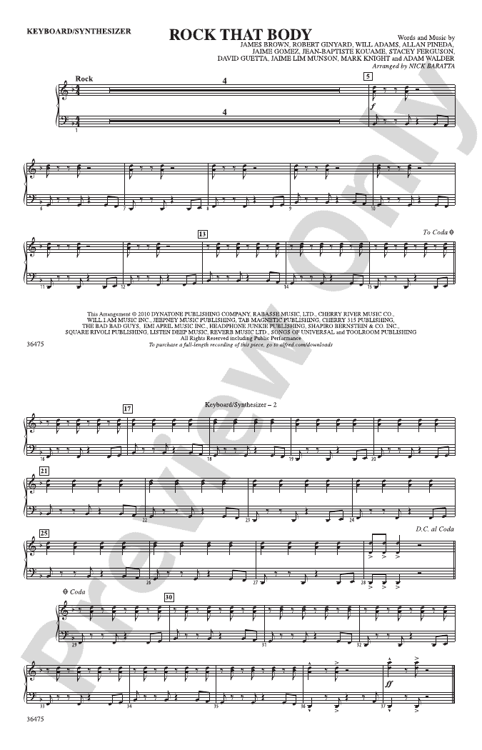 Rock That Body: Keyboard/Synthesizer: Keyboard/Synthesizer Part ...