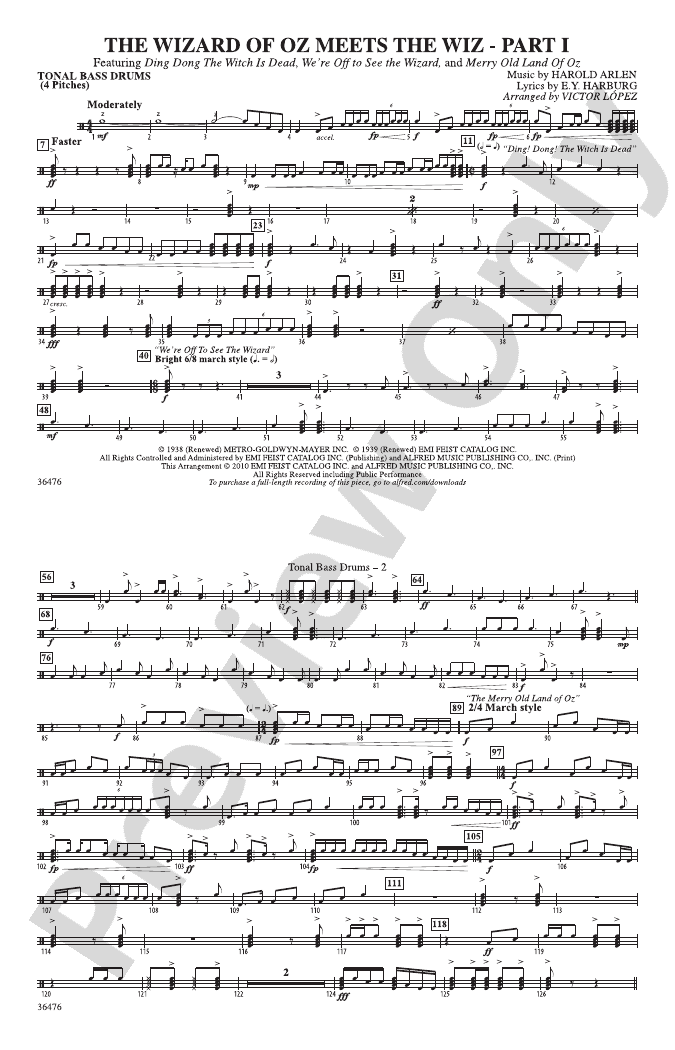 The Wizard of Oz Meets The Wiz, Part 1: Tonal Bass Drum: Tonal Bass Drum Part - Digital Sheet ...
