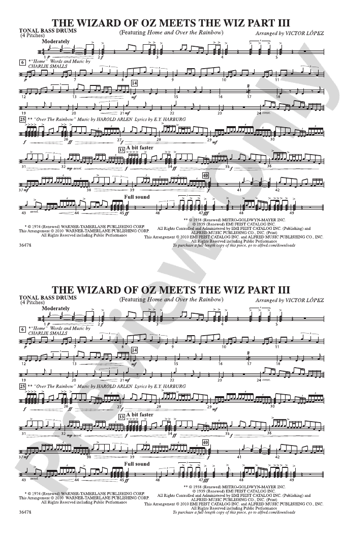 The Wizard of Oz Meets The Wiz, Part 3: Tonal Bass Drum: Tonal Bass Drum Part - Digital Sheet ...