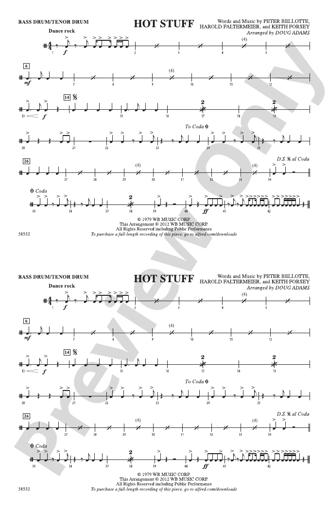 Hot Stuff: Bass Drum/Tenor Drum: Bass Drum/Tenor Drum Part - Digital ...