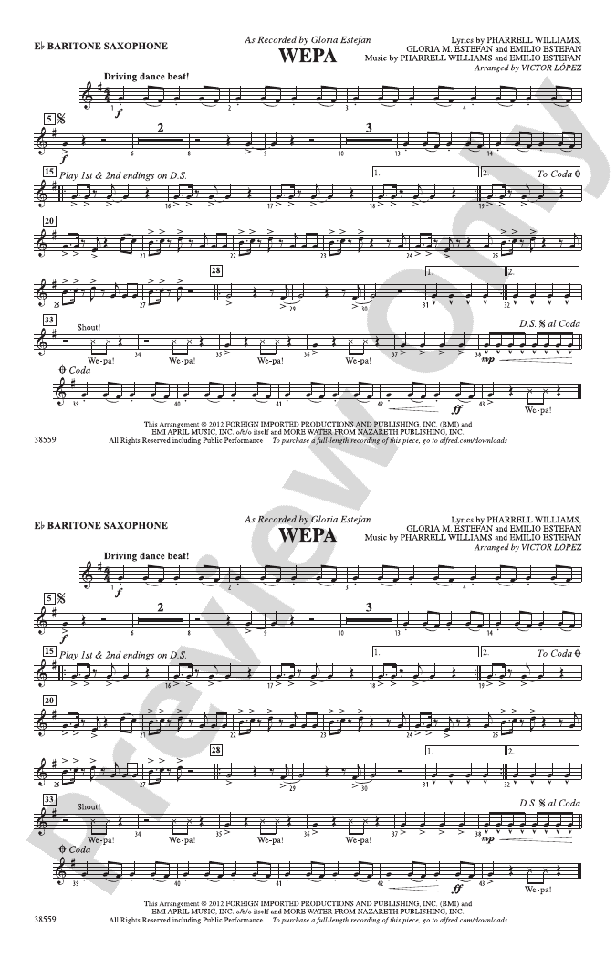 Wepa E Flat Baritone Saxophone E Flat Baritone Saxophone Part