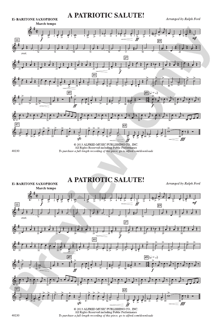 A Patriotic Salute!: E-flat Baritone Saxophone: E-flat Baritone ...