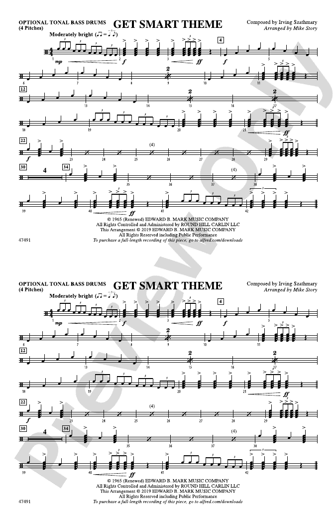 Get Smart Theme: Tonal Bass Drum: Tonal Bass Drum Part - Digital Sheet ...