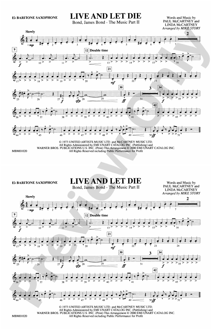 Live and Let Die: E-flat Baritone Saxophone: E-flat Baritone Saxophone ...