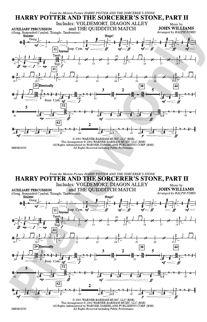 Harry Potter and the Sorcerer's Stone, Part II: Auxiliary Percussion ...