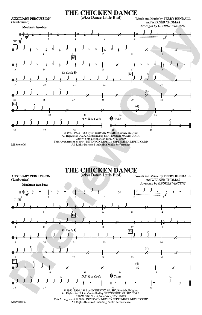 The Chicken Dance: Auxiliary Percussion: Auxiliary Percussion Part ...