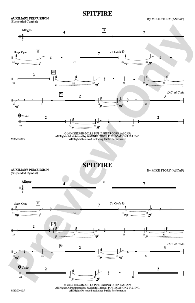 Spitfire: Auxiliary Percussion: Auxiliary Percussion Part - Digital ...
