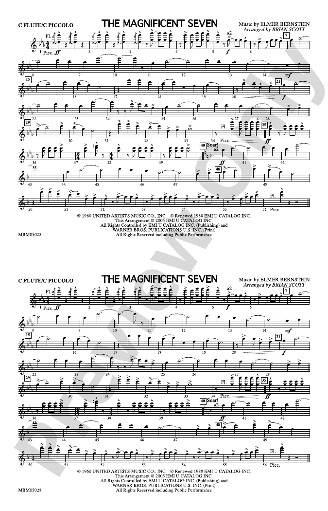 The Magnificent Seven: Flute: Flute Part - Digital Sheet Music Download