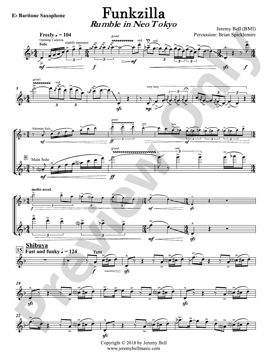 Funkzilla: Rumble in Neo Tokyo: E-flat Baritone Saxophone: E-flat ...