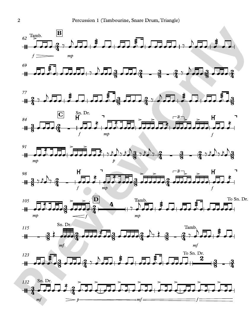 Modal Tune: Percussion 1, (Tambourine, Snare Drum, Triangle ...