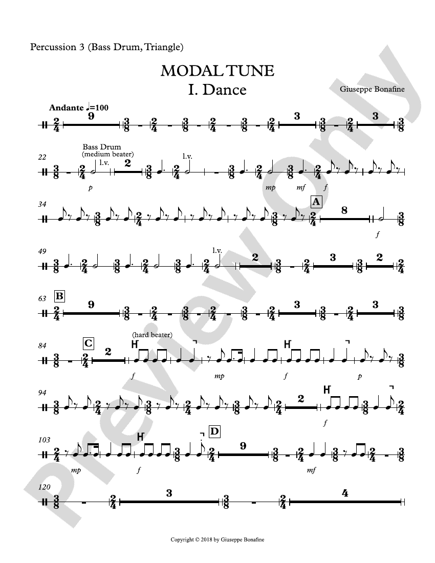 Modal Tune: Percussion 3, (Bass Drum, Triangle): Percussion 3, (Bass ...