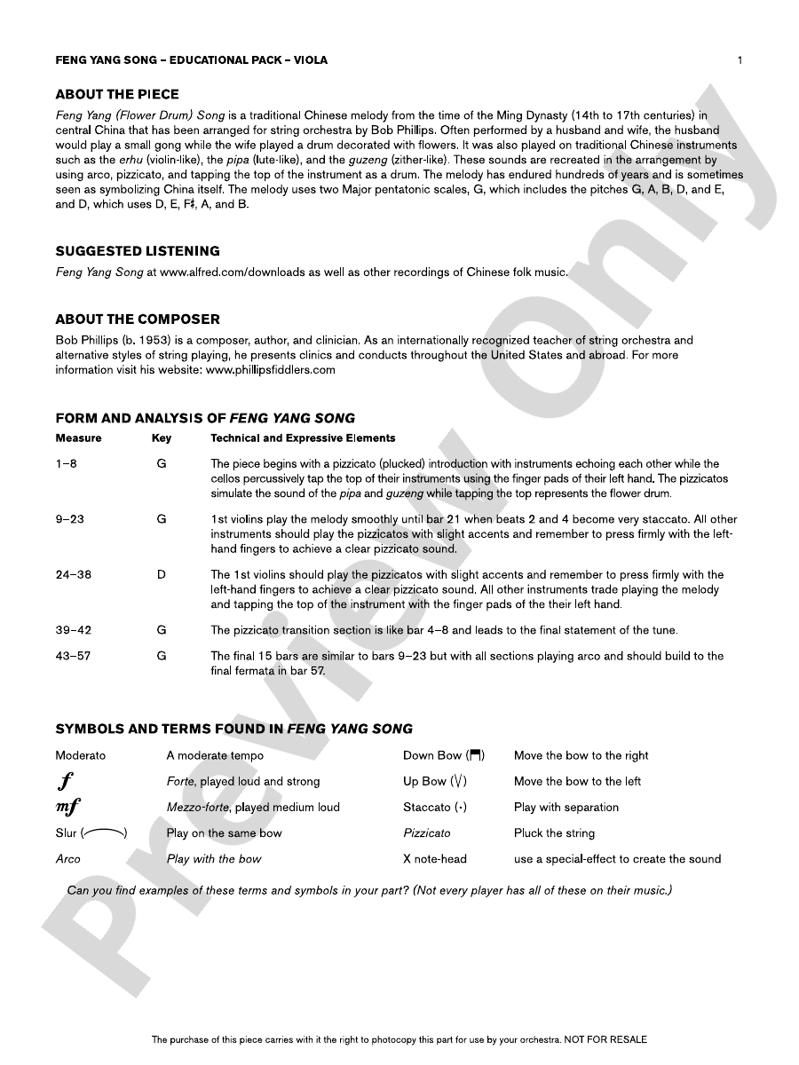 Feng Yang Song: Viola Educational Pack: Viola Educational Pack Part ...