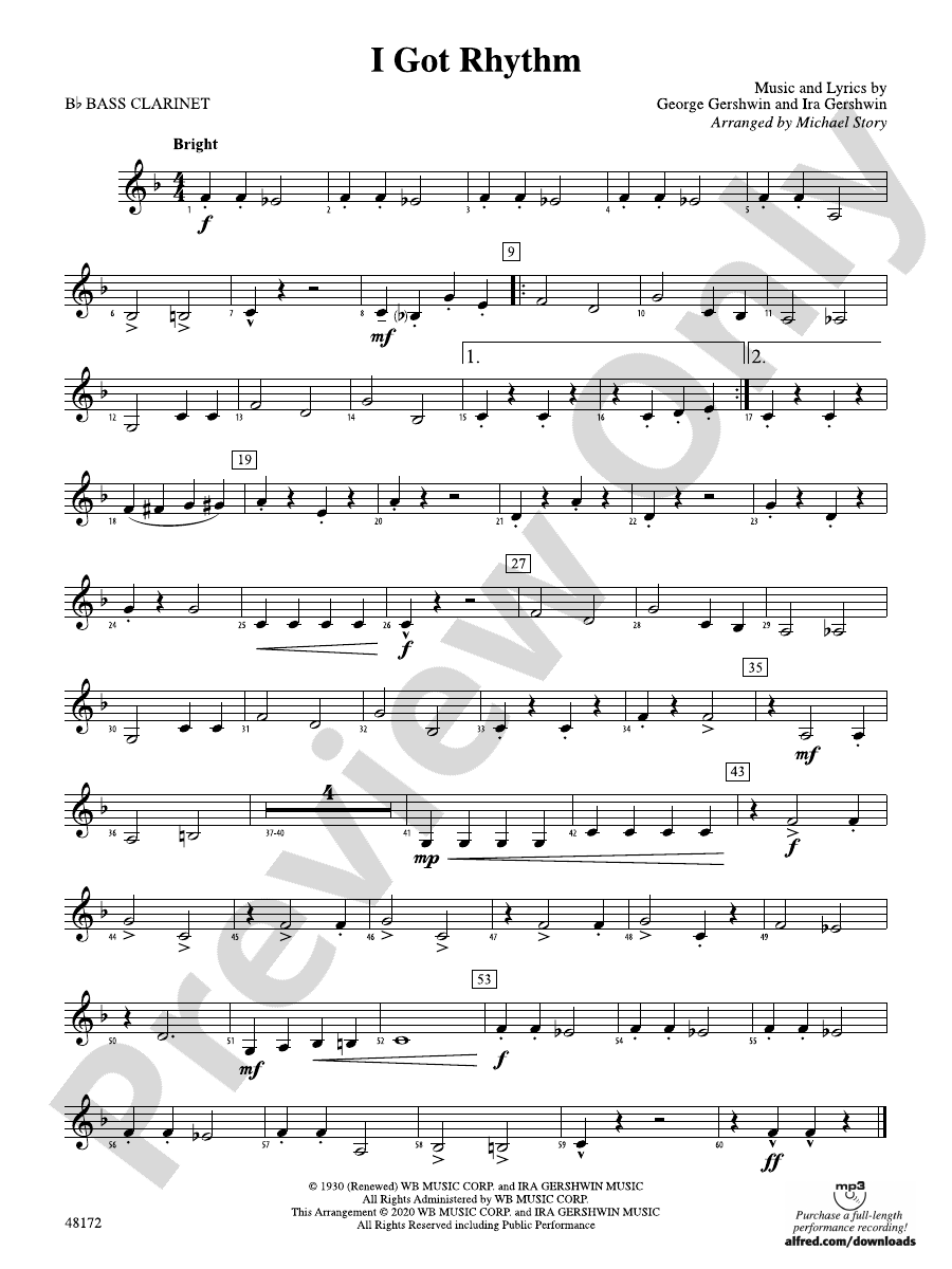 I Got Rhythm: B-flat Bass Clarinet: B-flat Bass Clarinet Part - Digital ...