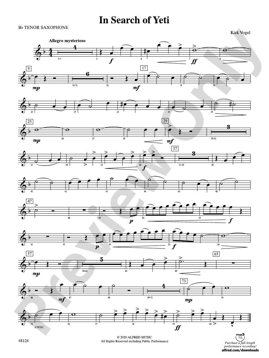In Search of Yeti: B-flat Tenor Saxophone: B-flat Tenor Saxophone Part ...