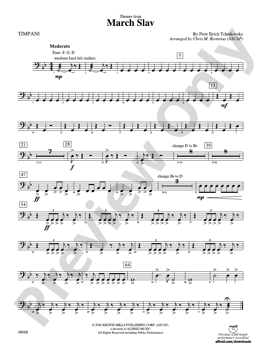 March Slav: Timpani: Timpani Part - Digital Sheet Music Download