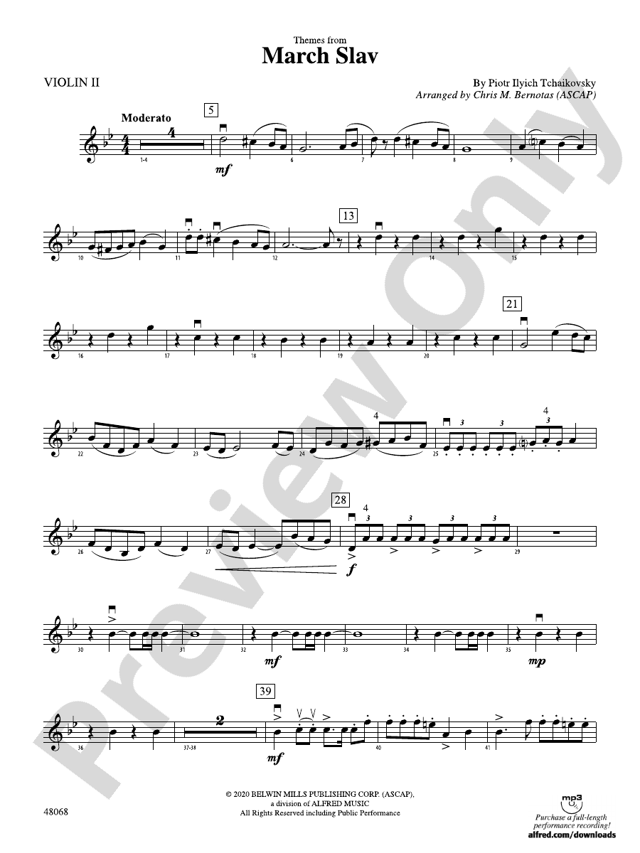March Slav: 2nd Violin: 2nd Violin Part - Digital Sheet Music Download