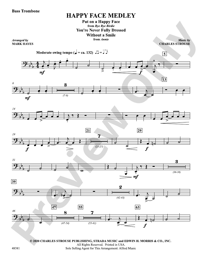 Happy Face Medley: Bass Trombone: Bass Trombone Part - Digital Sheet ...