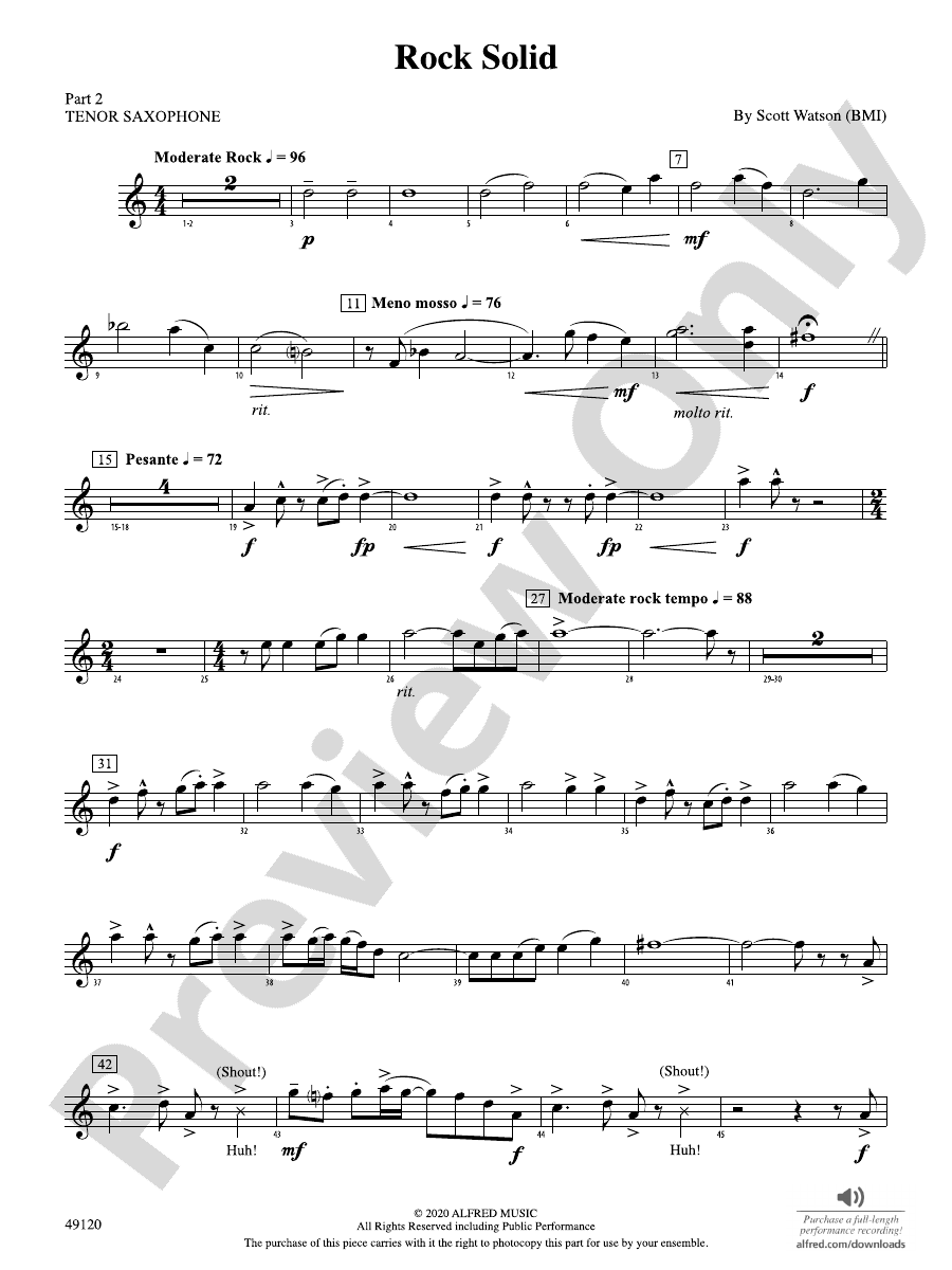 Rock Solid: Part 2 - Tenor Saxophone: Part 2 - Tenor Saxophone Part - Digital Sheet Music Download