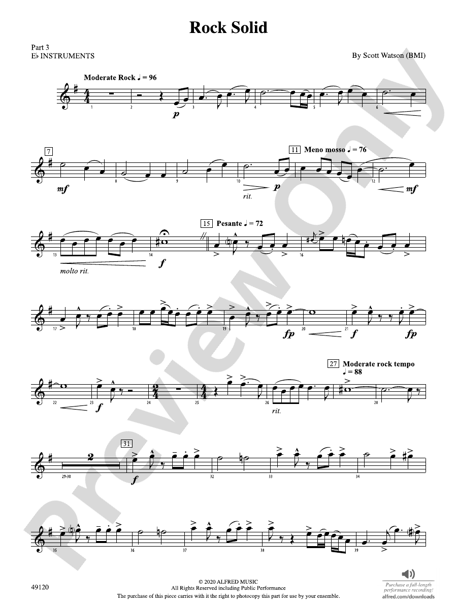 Rock Solid: Part 3 - E-flat Instruments: Part 3 - E-flat Instruments Part - Digital Sheet Music ...