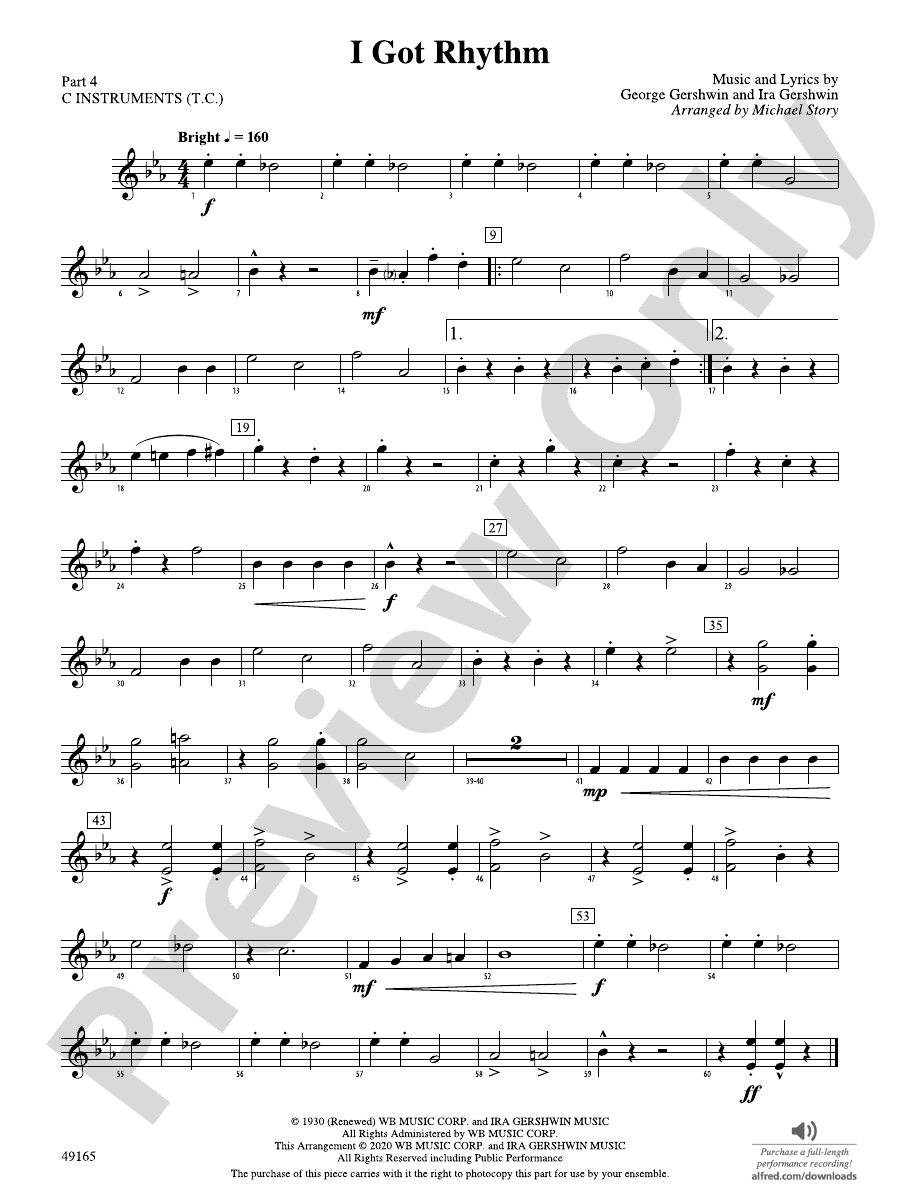 I Got Rhythm: Part 4 - C Instruments (T.C.): Part 4 - C Instruments (T ...