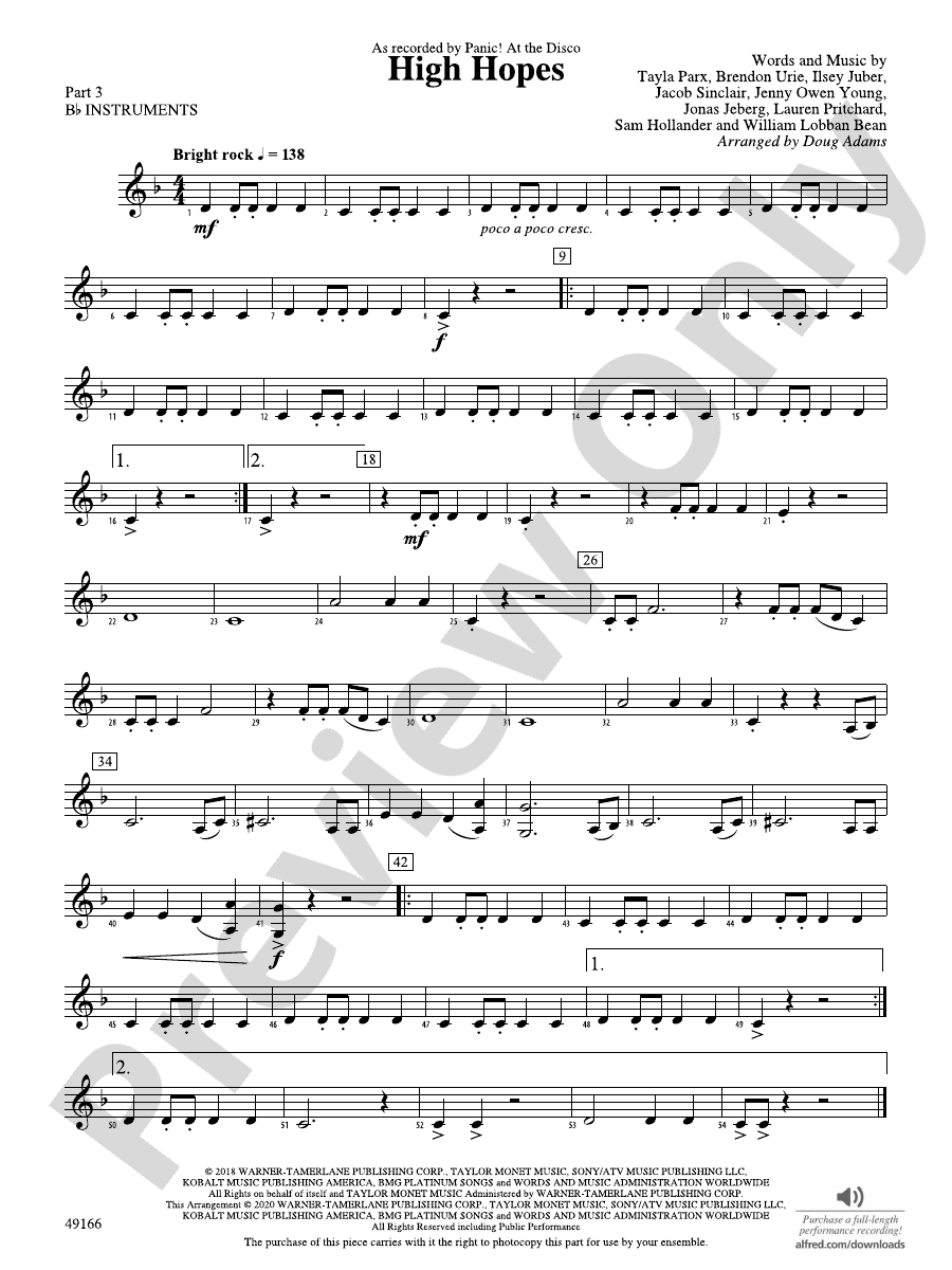 High Hopes: Part 3 - B-flat Instruments: Part 3 - B-flat Instruments ...