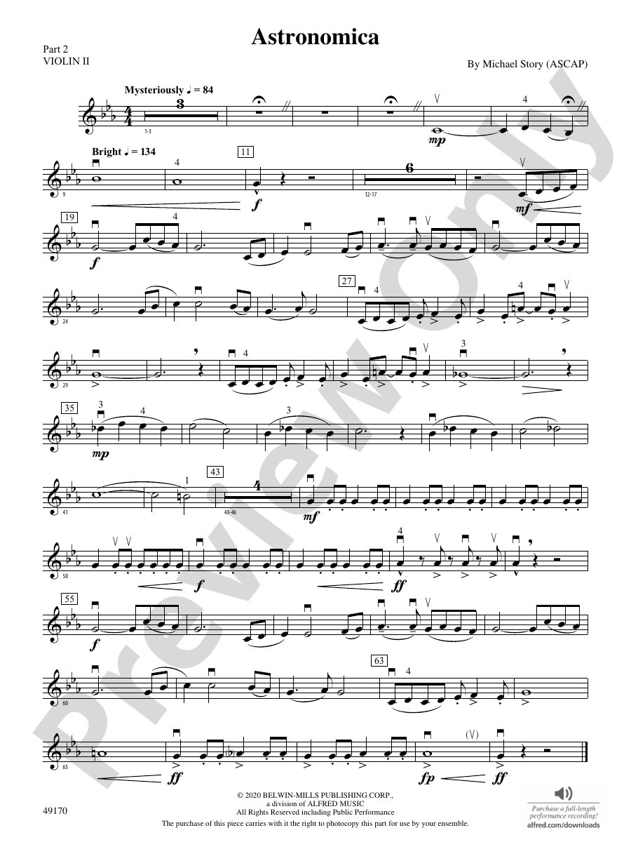 Astronomica: Part 2 - Violin I: Part 2 - Violin I Part - Digital Sheet ...