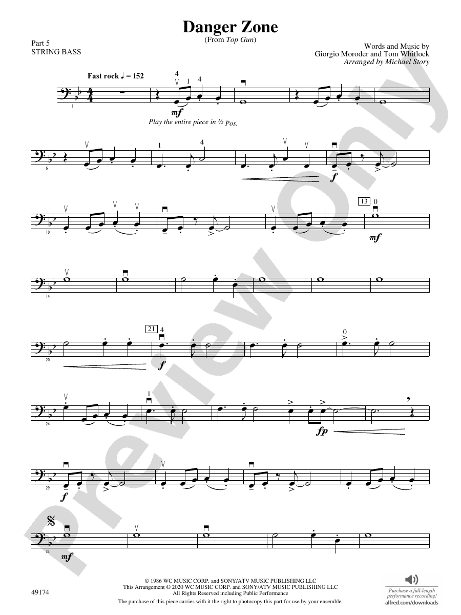 Danger Zone: Part 5 - String Bass: Part 5 - String Bass Part - Digital ...